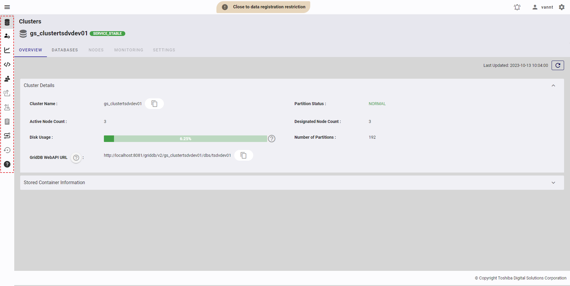 Management GUI Reference for GridDB Cloud (For collaboration environment plan)